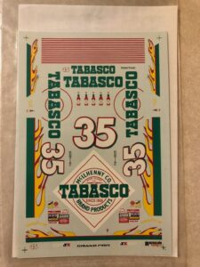 #35 Tabasco Pontiac Decal by Racescale - Ace Decals